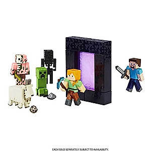 Minecraft Creeper Action Figure, 3.25-in, with 1 Build-a-Portal Piece & 1 Accessory, Building Toy Inspired by Video Game, Collectible Gift for Fans & Kids Ages 6 Years & Older