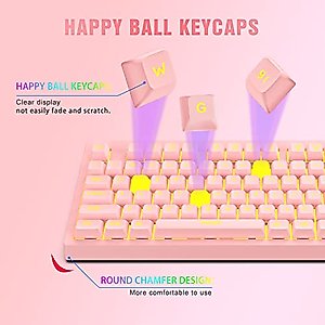 RGB Pink Gaming Keyboard and Mouse Combo,87 Keys Gaming Keyboard Wired RGB Backlit Gaming Keyboard Mechanical Feeling with RGB 7200 DPI Pink Gaming Mouse Set for PC MAC PS4 Xbox Laptop