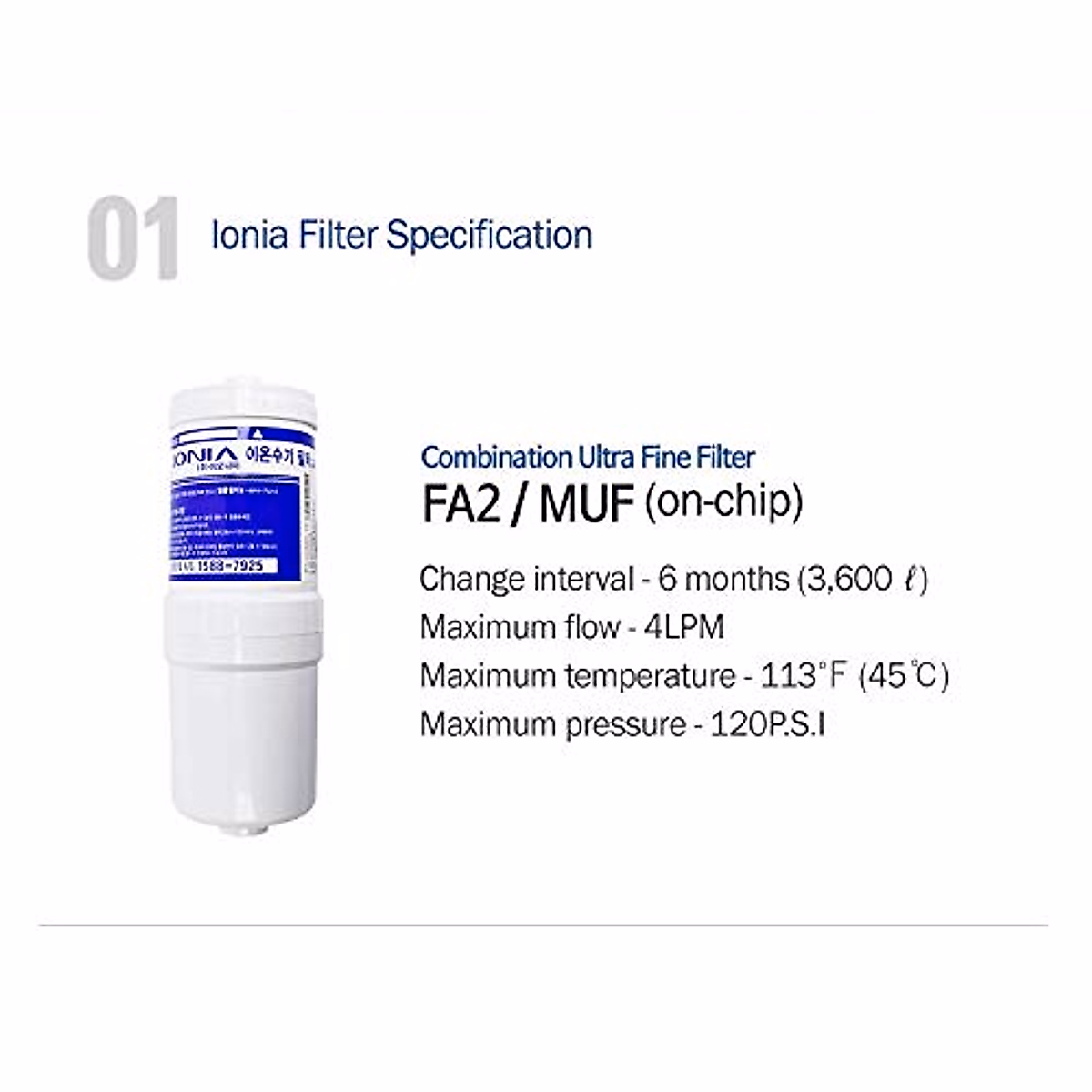 Ionia Original Water Ionizer Filter for SM-V1, I-210, I-110
