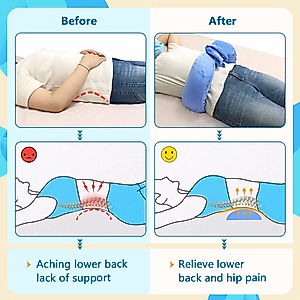 KAVIL Lumbar Roll Pillow for Sciatica Nerve Pain Sleeping Lower Back Support Scoliosis Waist Pillow for Side Sleepers in Bed & Office Chair Adjustable Straps Lumbar Foam Positioning Pillow (L Size)