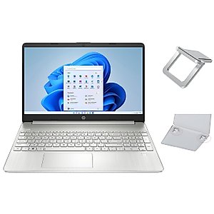 HP 15.6" HD Display | AMD Ryzen 3-5300U Processor (Beat i5-1035G1) | 8GB RAM | 256GB SSD | AMD Radeon Graphics True Vision HD Camera | Windows 11 Home| Silver | Bundle with Laptop Stand