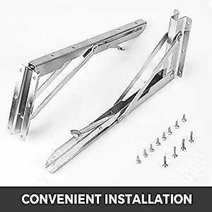 Happybuy Concession Shelf 48L x 12W Inch Stainless Steel Drop Down Folding Serving Food Shelf Stand Serving for Concession Trailer Serving Window