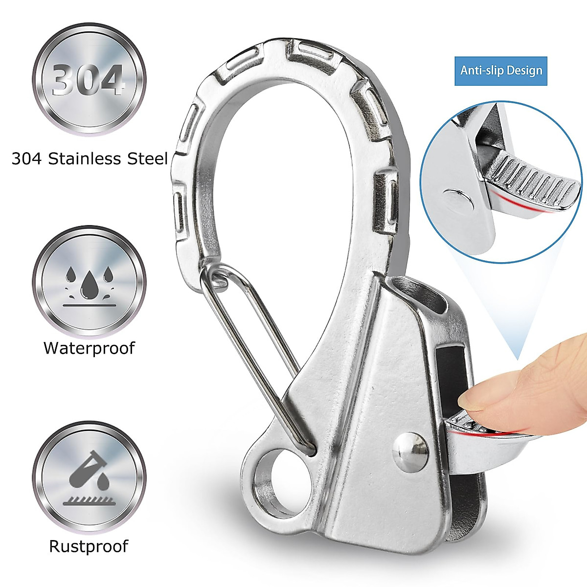 JYINCPED Stainless Steel Boat Fender Clips Quick Release Clips Boat Bumper Buoy Holders for Rail, Clamp on 3/8" – 5/8" Rope for Fastening Fender Lines, Ideal for Docking