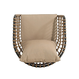 Merax Outdoor Patio Chair Set of 2 with Cushions Modern Armchair with Weatherproof Aluminum and PE Rattan Material for Gardens, Lawns, Balconies, Poolsides, 2-Pcs, Beige + Black