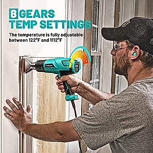 Yeegewin 1800W Heat Gun 122℉~1112℉（50℃- 600℃）Hot Air Gun Kit Variable Temperature Settings Heavy Duty Fast Heating & Overload Protection, with 4 Nozzels for Shrink Wrap,Vinyl, Crafts, Epoxy Resin