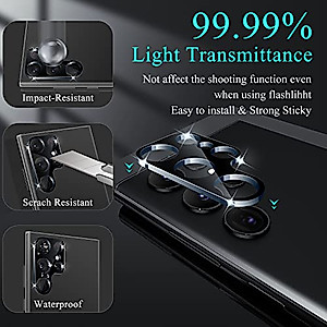 [2+2 Pack] LYWHL for Samsung Galaxy S22 Ultra Privacy Screen Protector [Support Fingerprint Reader] Anti-Spy Full Adhesive Flexible Film + Camera Lens Glass Protector for Galaxy S22 Ultra 5G 6.8”