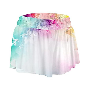 SNKSDGM Womens Fun Socks Short Women's 2 in 1 Flowy Shorts Athletic Casual Print Running Shorts High Waisted Summer Skirts