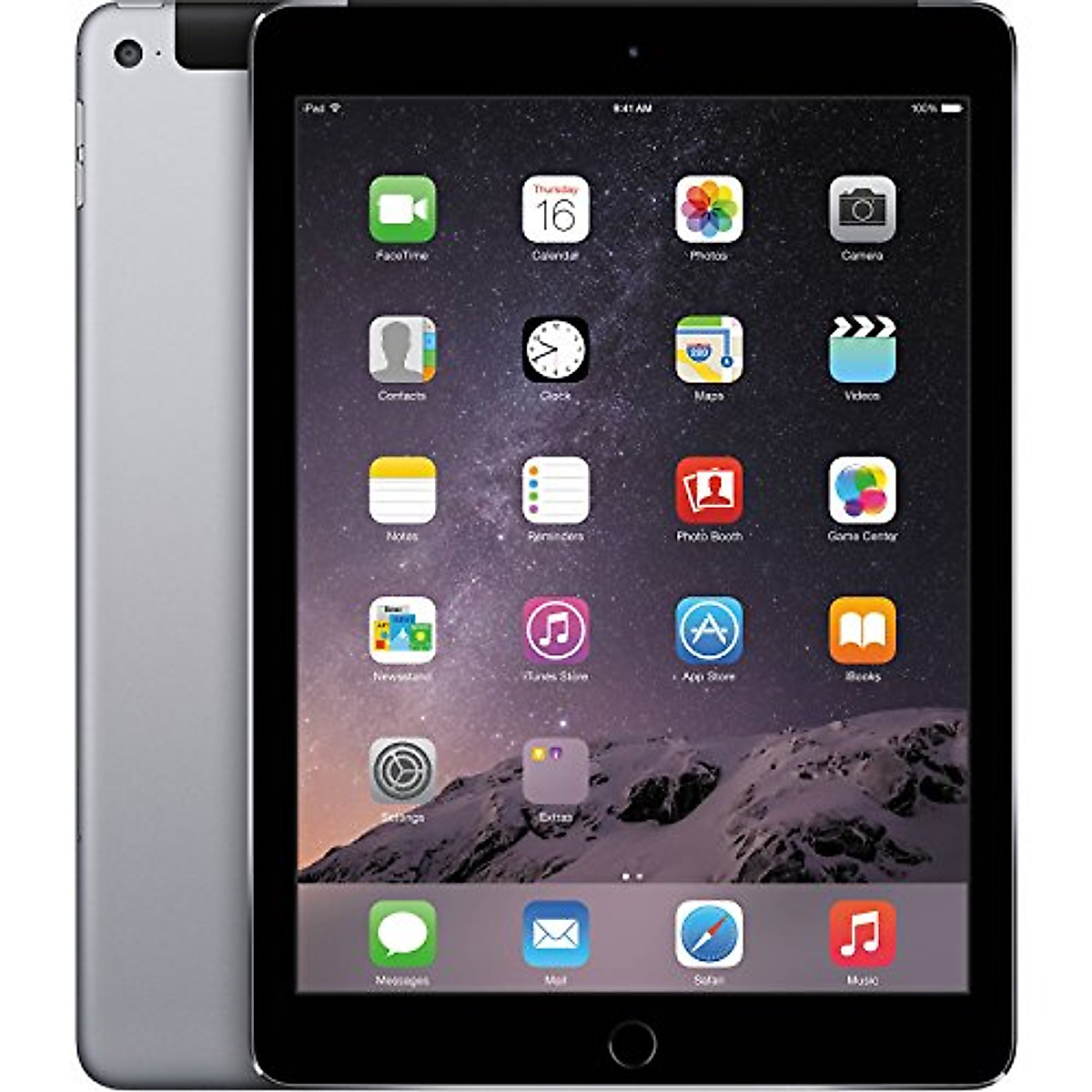 Apple iPad Air 2 MH312LL/A (128GB, Wi-Fi + Cellular, Space Gray) 2014 Model (Renewed)