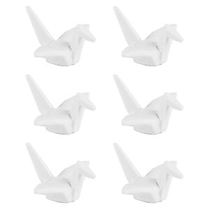 ChezMax Pack of 6 White Porcelain Crane Chopsticks Rest Set Spoon Forks Knives Tableware Rest Holder White