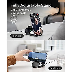 ESR 3 in 1 Charger for Magsafe, Travel Charger Stand for Magsafe, Made for Apple Watch Certified, Foldable Charging Station Compatible with Magsafe and iPhone 15/14/13/12, AirPods Pro, Black