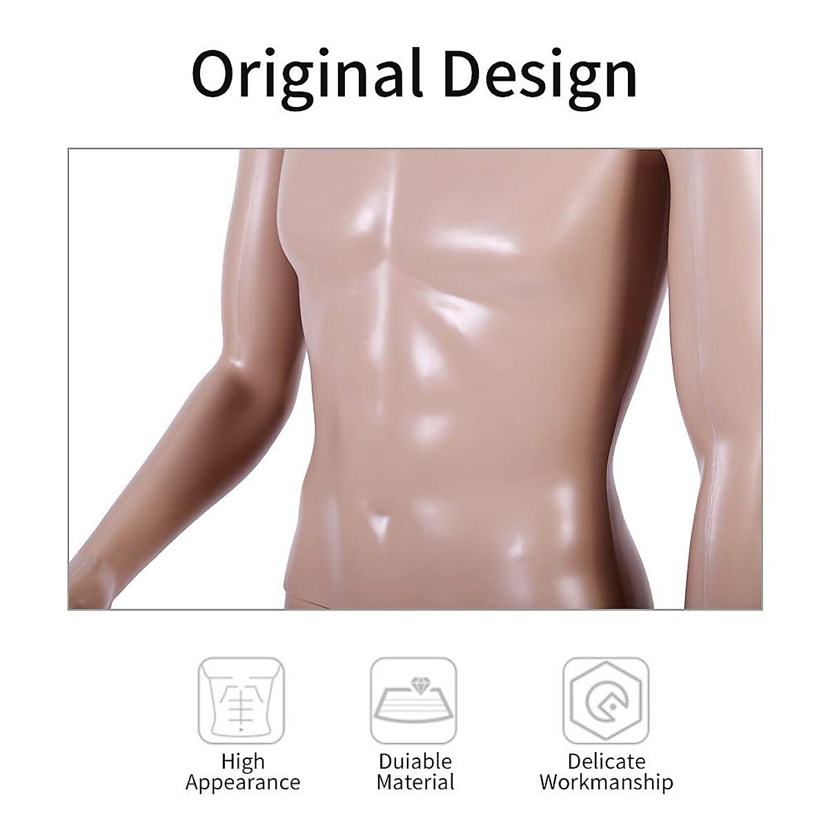 Mannequin Torso Manikin Dress Form Male 73" Adjustable Detachable Realistic Full Body Mannequin Model Display with Metal Base Plastic Head Turns Poseable Adult Dummy Mannequin Stand, Nude