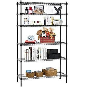 Storage Shelves Wire Shelving Unit Garage Shelving 6 Tier Height Adjustable 1500LBS Weight Capacity Heavy Duty Metal Shelf NSF Utility Steel Commercial Grade Shelving Rack for Garage Pantry Kitchen