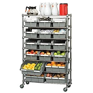 Seville Classics Commerical Grade NSF-Certified Bin Rack Storage Steel Wire Shelving System - 16 Bins - Gray