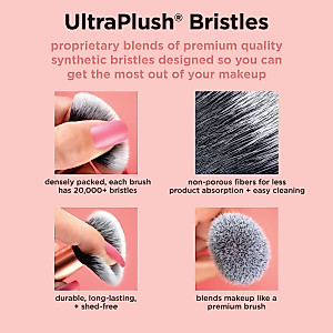 Real Techniques Expert Face Professional Foundation Makeup Brush for Even Streak Free Application, Dense Bristles For Buffing, Orange, 1 Count