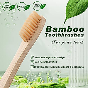 Sieral 120 Pcs Bamboo Toothbrushes Soft Bristle Toothbrush Travel Wooden 7 Inch Manual for Kids Teens Adults Home Travel, Individually Wrapped, 12 Color, Blue,green,purple,white