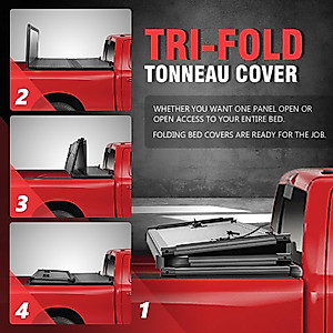 DNA MOTORING New Upgrade Truck Bed Top Hard Solid Tri-Fold Tonneau Cover Compatible with 04-14 Ford F-150 5.5Ft Bed, TTC-HARD-001