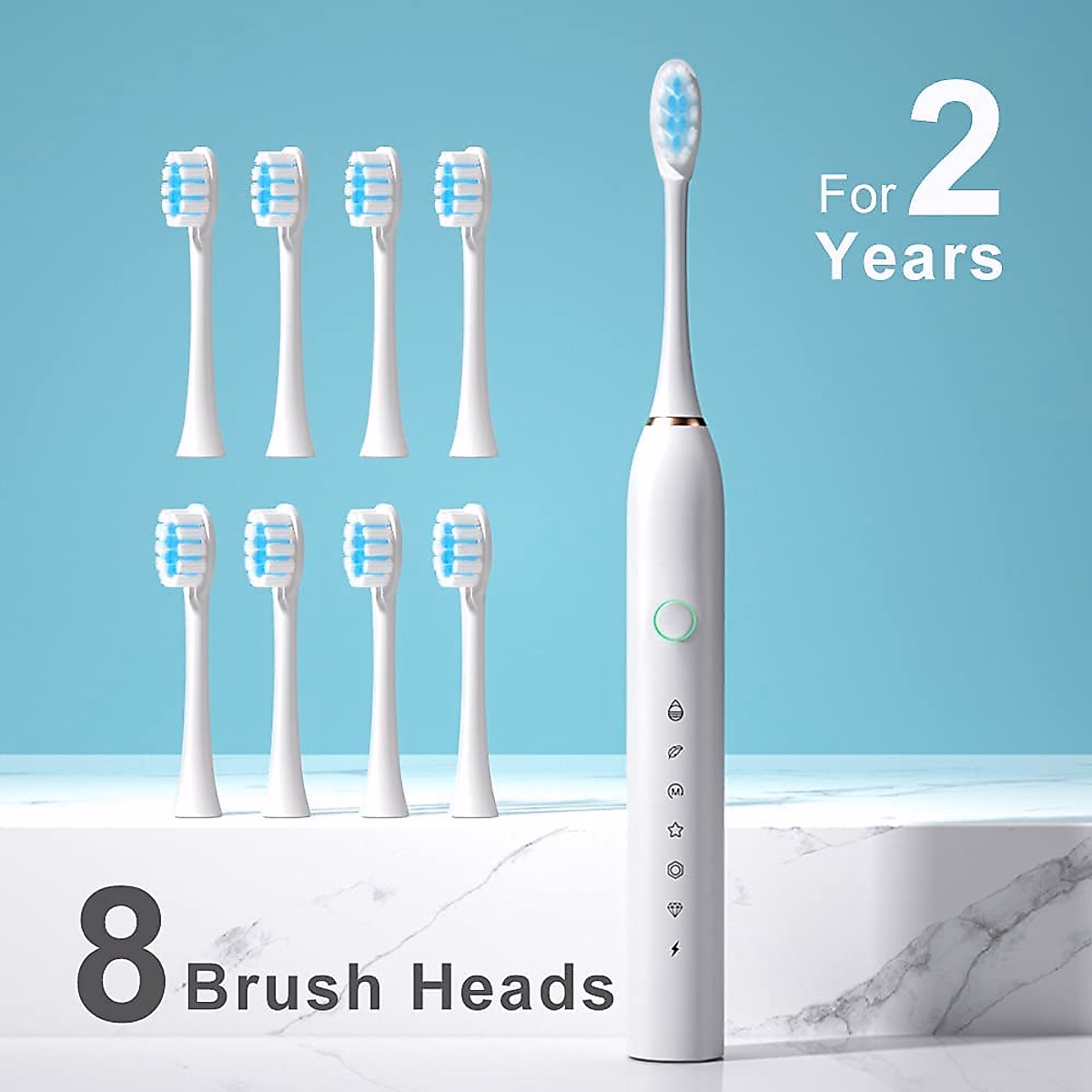 Lukern 2 Pack Clean Toothbrush for Adult Soft Toothbrushes Standard Size with 8 Brush Heads Travel Use White+Black