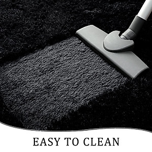 Chicrug Soft Runner Rugs for Bedroom Living Room Plush Fluffy Rug 2x6 Feet, Shag Furry Area Rug Carpet Non Shedding for Nursery Children Kids Girls Room Home Decorative, Black