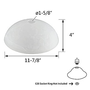 Aspen Creative 23519-11, Alabaster Replacement Glass Shade for Medium Base Socket Torchiere Lamp, Swag Lamp and Pendant & Island Fixture, 11-7/8" Diameter x 4" Height