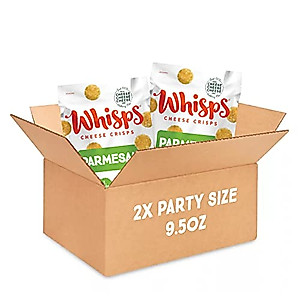 Whisps Cheese Crisps - Parmesan Cheese Snacks, Keto Snacks, 13g of Protein Per Serving, Low Carb, Gluten & Sugar Free, Great Tasting Healthy Snack, Parmesan Chips, All Natural Cheese Crisps - Parmesan, 9.5 Oz (Pack of 2)