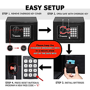 ROLOWAY Steel Money Safe Box for Home with Fireproof Money Bag for Cash Safe Hidden, Security Safe Box for Money Safe with Keys, Lock Box Fireproof Safe with Keypad Lock (Black)