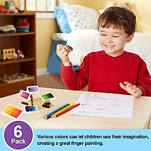 XoreArt Craft Rainbow Finger Ink Pads, Set of 6 DIY Multicolor Craft Stamp Pads for Kids Washable 24 Colors