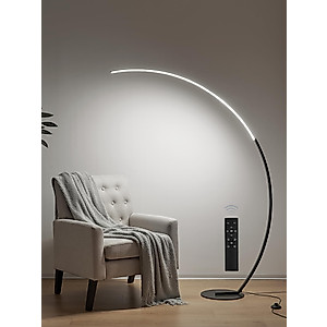 LEDIARY Arc Floor Lamp, 65" Modern Floor Lamp with Remote Control, Dimmable Standing Lamp, Black LED Reading Lamp for Living Room Bedroom Office Home, Stepless Color Temperature