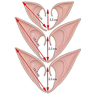 Gustum 3 Different Vampire Fangs Teeth with 1 Tube Teeth Pellets Adhesive, 3 pairs Fairy Pixie Elf Ears, Halloween Horror Party Cosplay Costumes Accessory Prop Decoration
