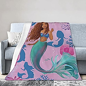 Mermaid Movie Throw Blanket for Kids & Adults, All Seasons Flannel Fleece Blanket Soft Plush Blankets for Couch Sofa Bed Camping Travel 40"x30"
