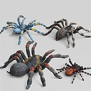 Warmtree Simulated Spider Model Realistic Spider Figurines Plastic Spider Action Figure, Set of 4