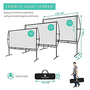 Projector Screen, Outdoor Projector Screen 150 Inch 16:9 4K HD Foldable Projector Screen with Stand for Outdoor Movie Screen Home Theater Indoor Projector Screen and Gifts Idea