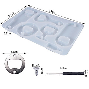 LUXWIN Bottle Opener Resin Molds Kit, Beer Opener Resin Keychain Molds with Stainless Steel Resin Accessories, Silicone Molds for DIY Keychain, Beer Spanner Bottle Opener