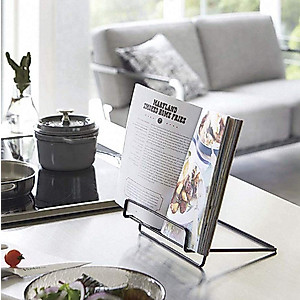 Cookbook Stand Holder for Kitchen Counter, Recipe Book Stand for Reading Hands Free(Black)