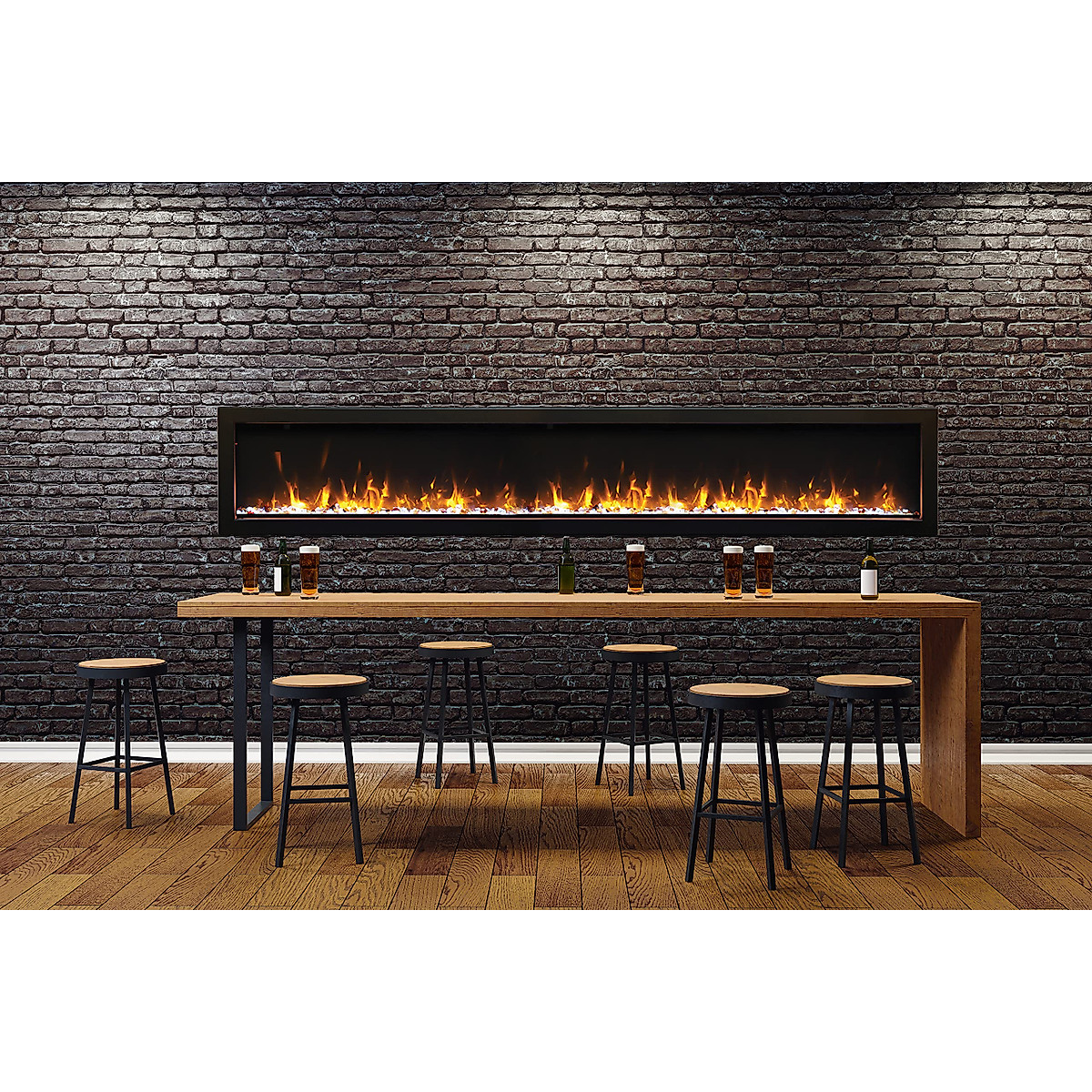 Amantii 72" Panorama Slim Indoor/Outdoor Electric Built-in Fireplace