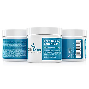 Pore Refining Toner Pads with Salicylic Acid and Niacinamide in a Witch Hazel Solution - with Vitamins B5, C & E, Chamomile & Green Tea - Helps Reduce The Look of Enlarged Pores