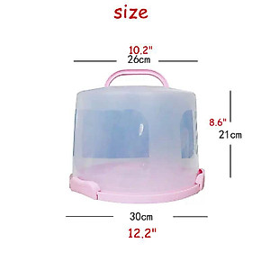 HomDSim Cake Carrier Round Cake Stand Plus Height Cake Container with Cupcakes Pad, Handle, Lid Reusable Package Box for Transporting Desserts,Pie,Toast,Fruit