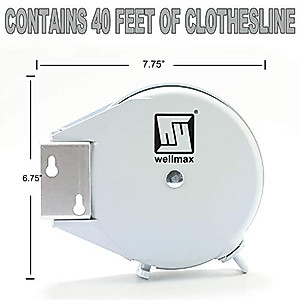 Wellmax 40 Feet Retractable Clothesline with Cloth Pins, Heavy Duty Portable Drying Lines for Wall Mounted Indoor and Outdoor