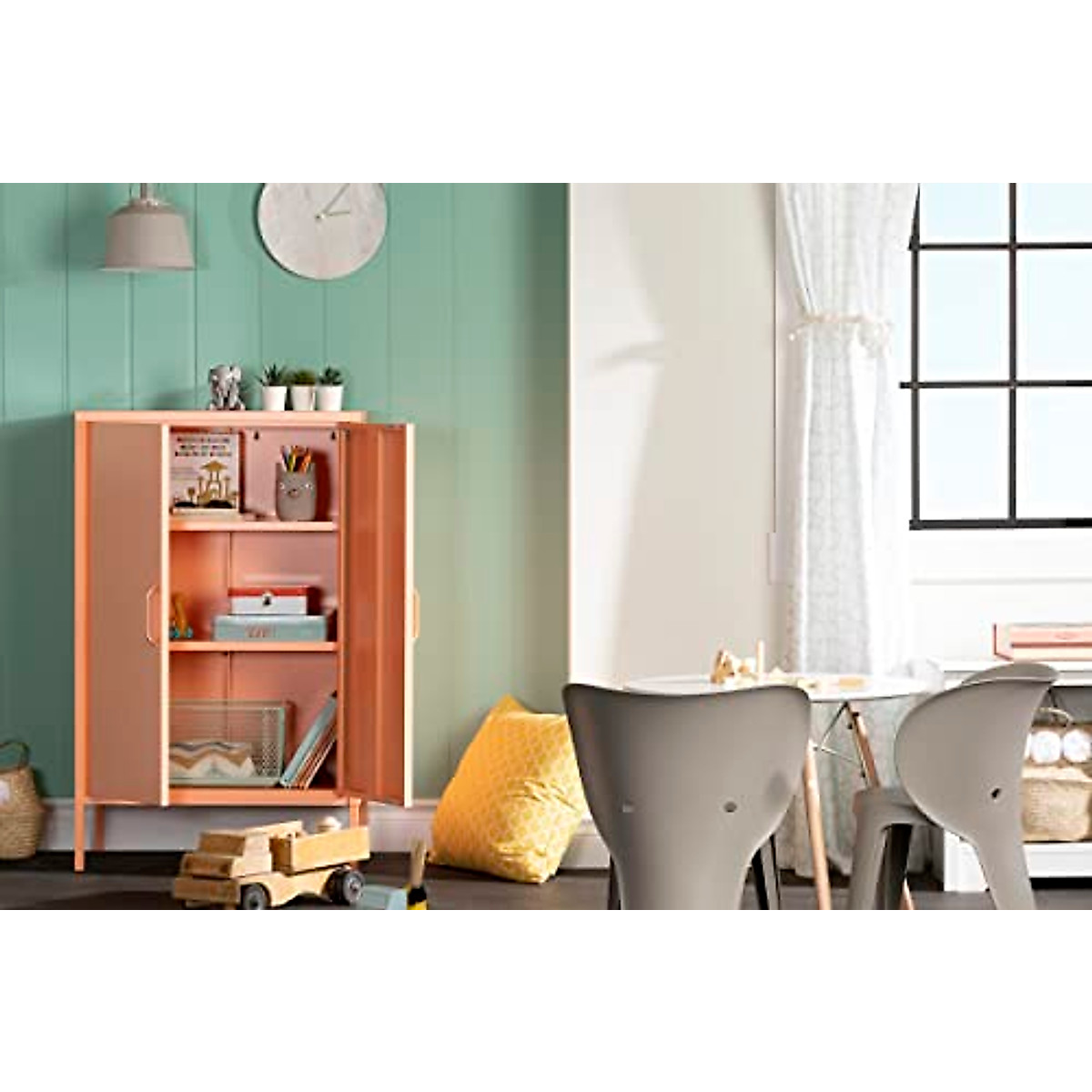 South Shore Crea Metal 2-Door Accent Cabinet, Orange
