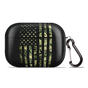 Camo Flag Camouflage for AirPods Case Cover for AirPods Pro, Wireless/Wired Charging Protective AirPods Pro Case with Keychain, Black