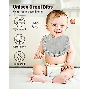 Lictin Muslin Baby Drool Bibs - 8 Pack Baby Bandana Drool Bibs Cotton Unisex, Snap Muslin Bibs for Boys Girls, Absorbent & Soft for Teething and Drooling