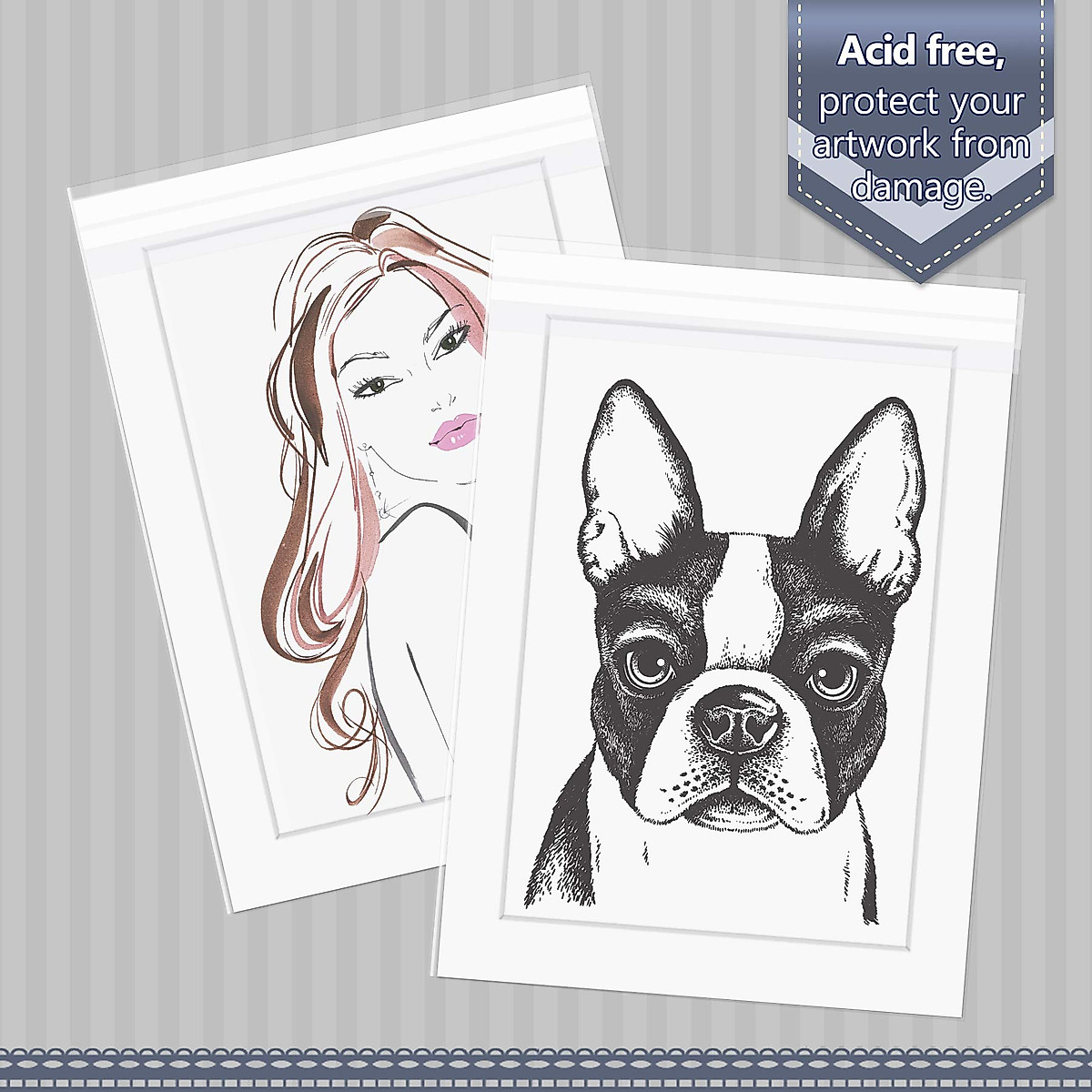 Golden State Art, Pack of 100, Acid-Free Crystal Clear Sleeves Storage Bags for Photo Prints Framing Mats Mattes (Bag Size: 5 2/8 X 7 2/16 inches for 5x7 Mats)