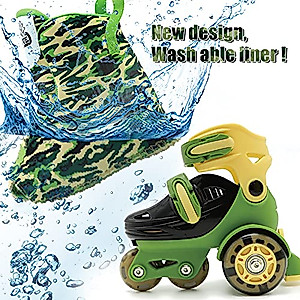 Adjustable Roller Skates for Kids Girls Ladies with Light Up Flash LED Wheels(Age 3-9),Fun Illuminating,Three-Point Type Balance,Gift Box Packing for Toddlers,Children,Youth (Camouflage, 3 Years)