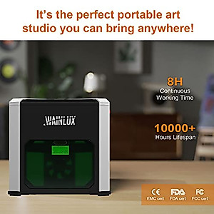 Laser Engraver WAINLUX K6 Pro, 3000mW Laser Engraving Machine, 0.05mm Accuracy, BT Connection Portable Mini Laser Cutter Engraver Tool for Wood Vinyl Leather Glass, DIY Art, Logo Design