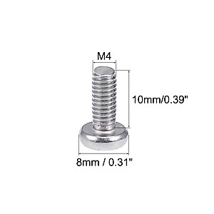 uxcell M4x10mm Machine Screws Pan Phillips Cross Head Screw 304 Stainless Steel Fasteners Bolts 20Pcs