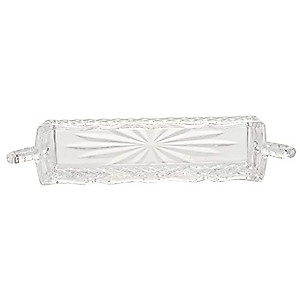 HOME-X Clear Glass Relish or Cracker Tray, Crystal Serving Tray – Set of 2, 11 ¾” L x 2 ½” W x 1 ½” H