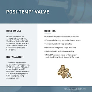 Moen Gibson Matte Black Posi-Temp Pressure-Balancing Modern Valve Handle Only Trim, Valve Required, T2901BL