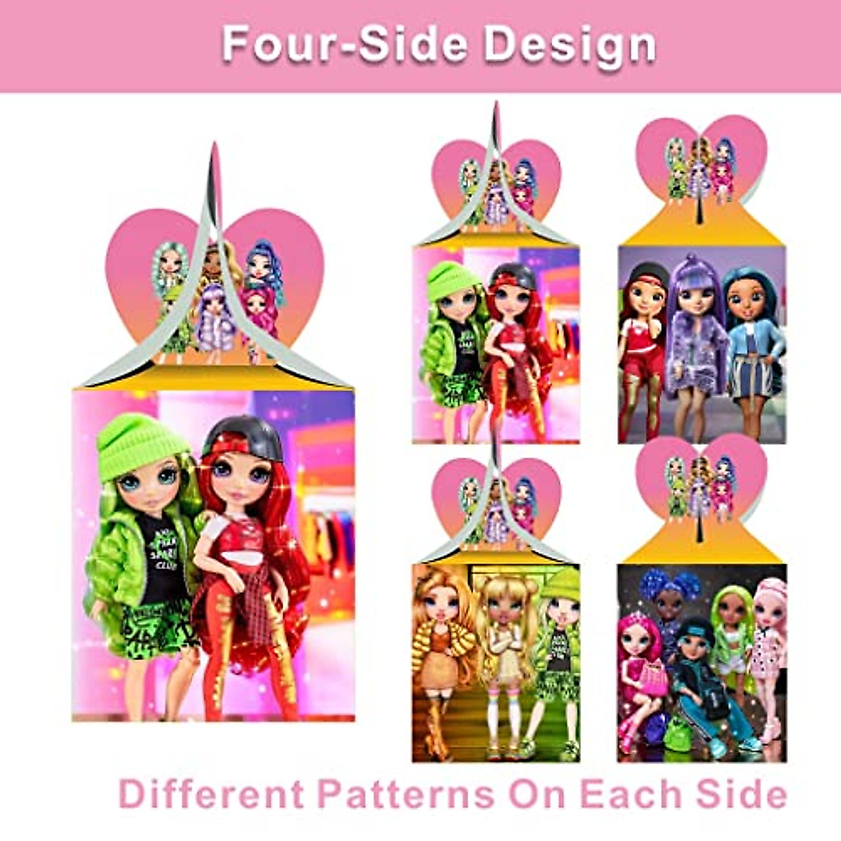 12pcs Rainbow High Dolls Party Gift Boxes Goodie Boxes for Cartoon Theme Birthday Party Supplies, Decorations Boxes Candy Boxes