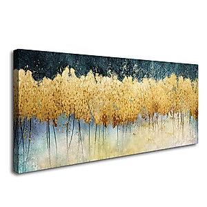 XXMWallArt FC2662 Canvas Wall Art Abstract Golden Forest Painting Modern Decor Abstract Canvas Prints for Living Room Bedroom Kitchen Home and Office Wall Decor