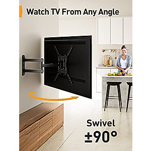 Perlegear Full Motion TV Wall Mount for 26-55 inch Flat or Curved TVs, Wall Mount TV Bracket with Articulating Arm, Swivel, Tilt, Extension, Corner TV Wall Mount Max VESA 400x400mm up to 60 lbs PGMFK3