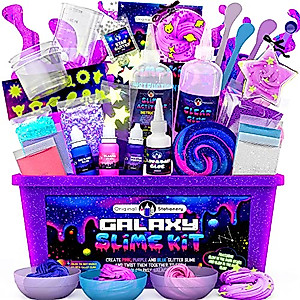 Original Stationery Galaxy Slime Kit, Fun Slime Set with Glow in The Dark Stickers, Dark Powder to Make Glitter & Galactic Slime!